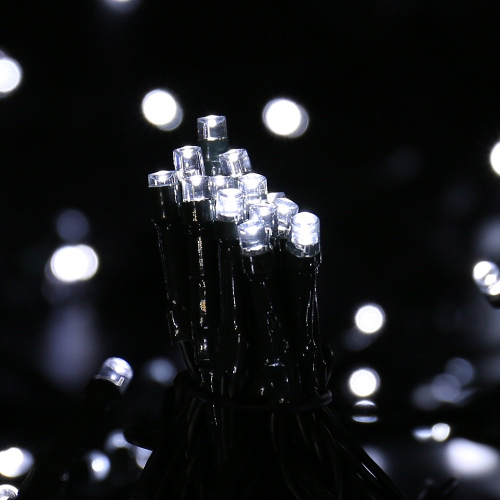 Qedertek Solar String Lights, 72ft 200 LED Fairy Lights, 8 Modes Ambiance Lighting for Outdoor, Patio, Lawn, Landscape, Garden, Home, Wedding (2 Pack, Cool White)
