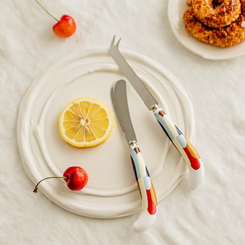 Dr.HOWS Victoria Cheese Knife Cutters for Block, Cheese Knife That Cuts All Cheese Types,Modern Designed, Clour Handles, Stainless Silverware Tableware