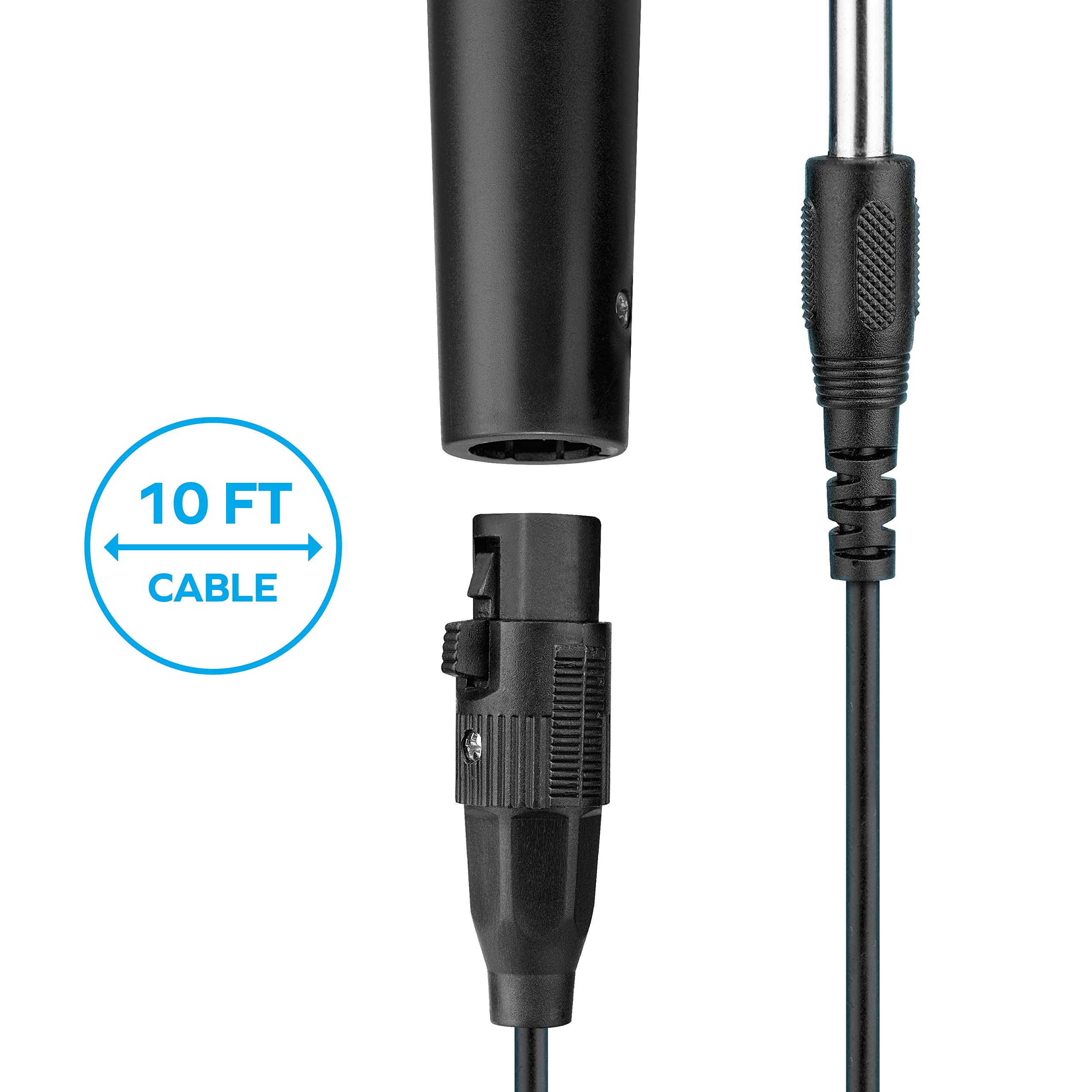 Coby Dynamic Vocal Wired Microphone | Audio Receiver for Singing, Karaoke, Recording | Karaoke Microphone for Parties, Dorm, Birthdays | Mic with Aux Input & Detachable 10-FT Cable for Party Speakers
