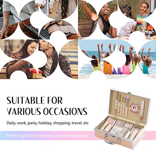Makeup Kit for Teen Girls,Color Nymph Girls Makeup Kits For Teens With The Retro Style Train Case Included Eyeshadow Palette Blushes Bronzer Highlighter Lipstick Brushes Mirror
