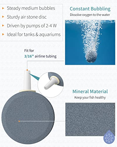 Pawfly Aquarium Air Stone Disc Bubbler 1.5 Inch Bubble Release Tool Round Oxygen Diffuser for Nano Air Pumps Fish Tanks Buckets Small Ponds and DWC Reservoirs, 4 Pack