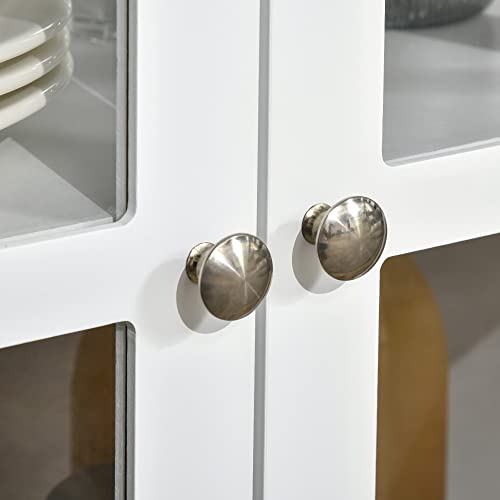 HOMCOM Sideboard, Buffet Cabinet with Tempered Glass Doors and Adjustable Storage Shelf, Credenza, White