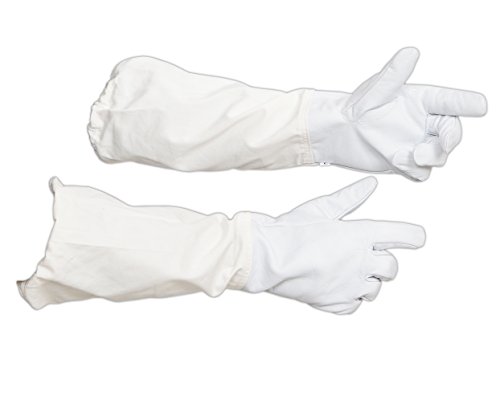 Forest Beekeeping Supply - Goatskin Leather Beekeeper's Glove with Long Canvas Sleeve & Elastic Cuff. (Large)