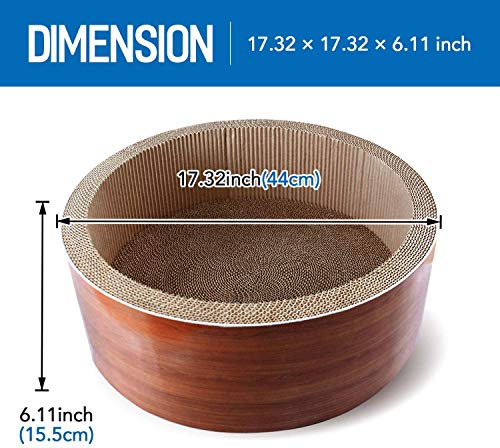 FluffyDream Cat Scratcher Post & Board, Round Cat Scratching Lounge Bed, Durable Pad Prevents Furniture Damage, 17.32'' x 17.32''x 6.11''
