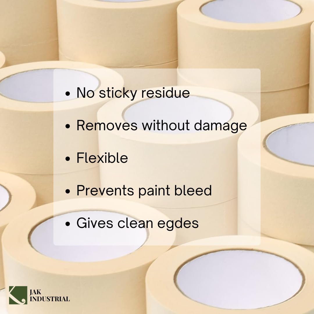 JAK Industrial 6 Rolls - 2 Inch Masking Tape for General Purpose/Painting - 60 Yards per roll