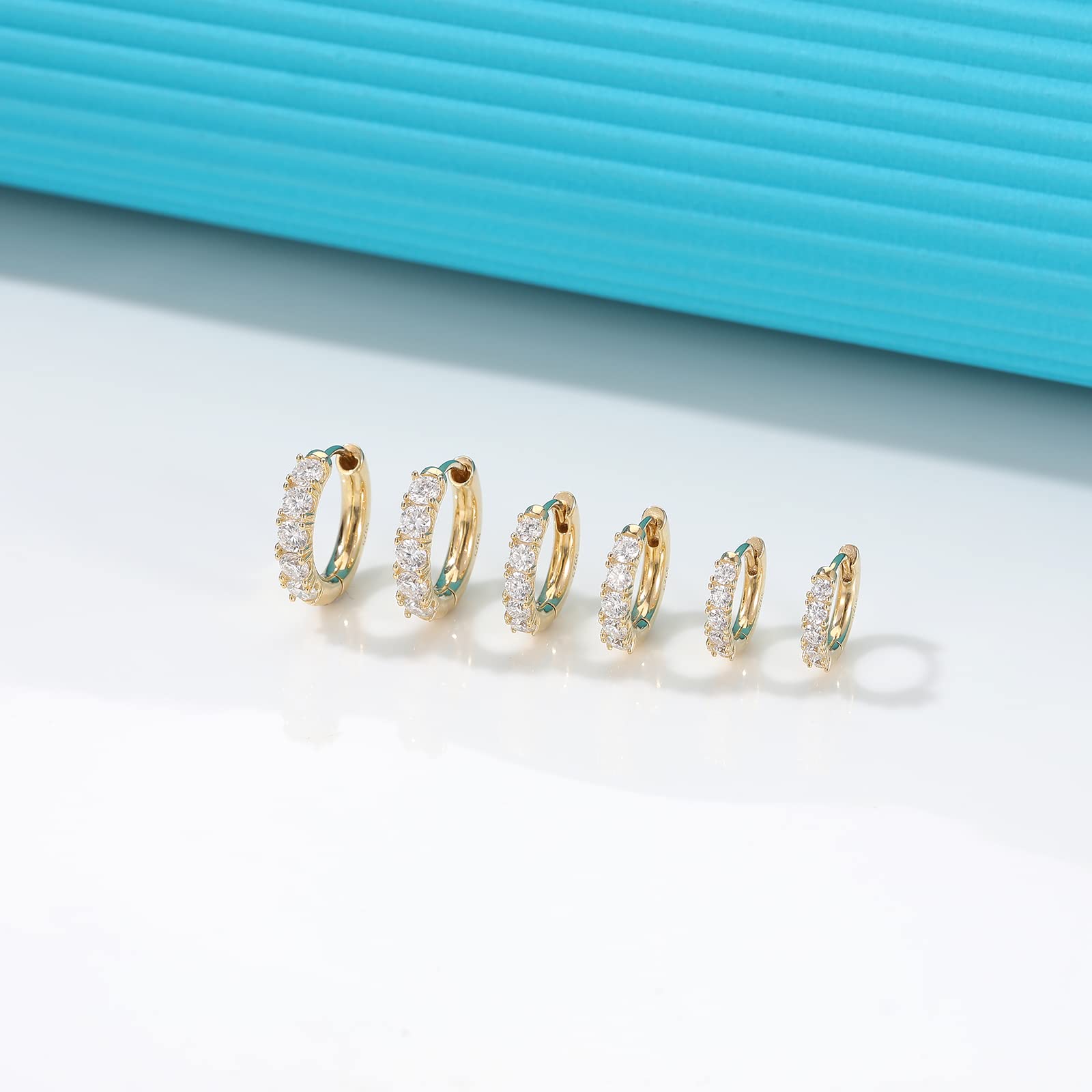 CHASKI Moissanite Hoop Earring for Women White Gold Plated 0.3ct Small Huggie Earrings Chunky 925 Sterling Silver Ear Rings