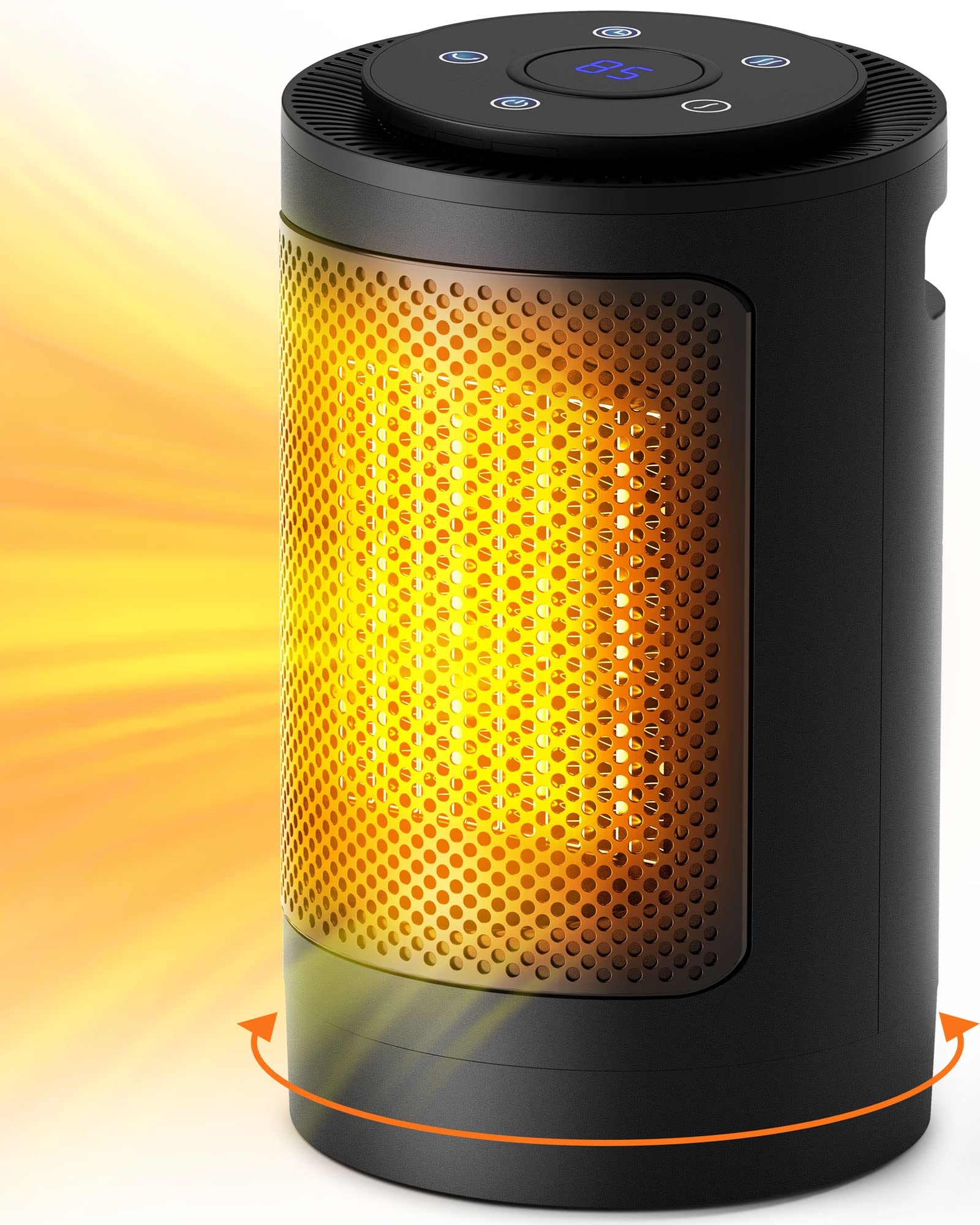 Space Heater, Portable Electric Heaters for Indoor Use, 1500W Oscillation Small Desk Heater Fan with Digital Display & Touch Control for Bedroom, Office