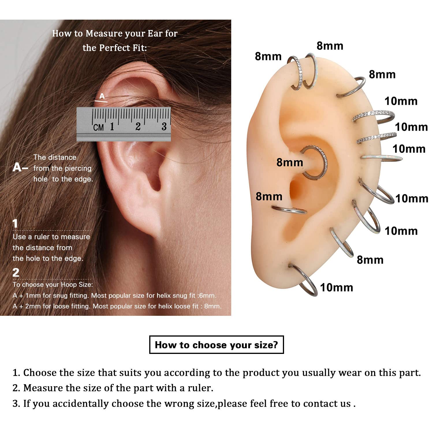 CASSIECA 16G 18G Titanium Nose Rings for Women Silver Gold Black Double Nose Hoop Piercing, Tragus Cartilage Conch CZ Septum Segment Clicker Hoops Nose Ring