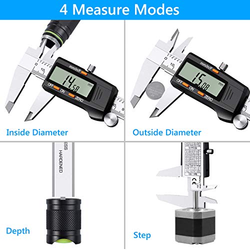 eSynic Digital Vernier Caliper 200 mm/ 8 Inch Stainless Steel Electronic Caliper Fractions/Inch/Metric Conversion Measuring Tool for Length Width Depth Inner Diameter Outer Diameter