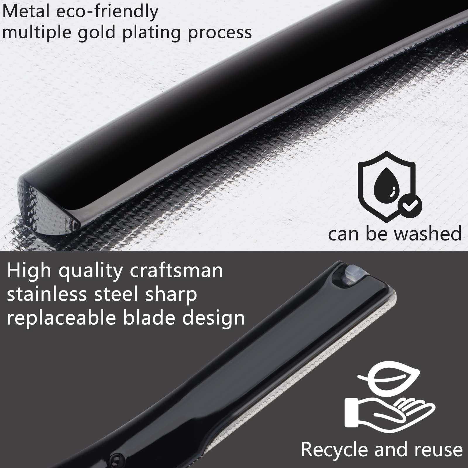 Dermaplaning razor,Eyebrow razor, metal eyebrow trimmer, replaceable blades, Shaver and Eyebrow Shaper For Women & Man,with 20 blades (black)