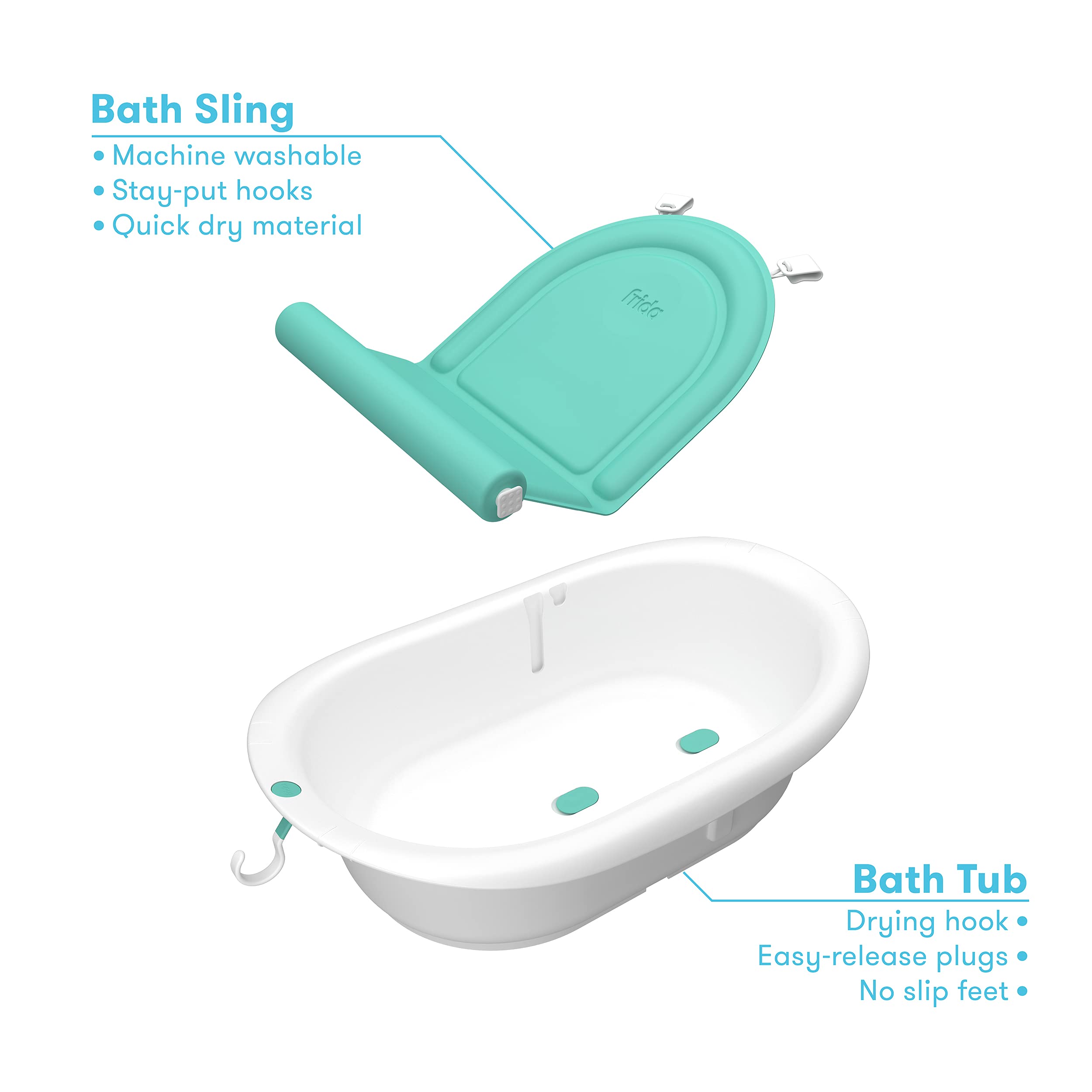 Frida Baby 4-in-1 Grow-with-Me Bath Tub & Control The Flow Rinser Cup Bath Time Kit
