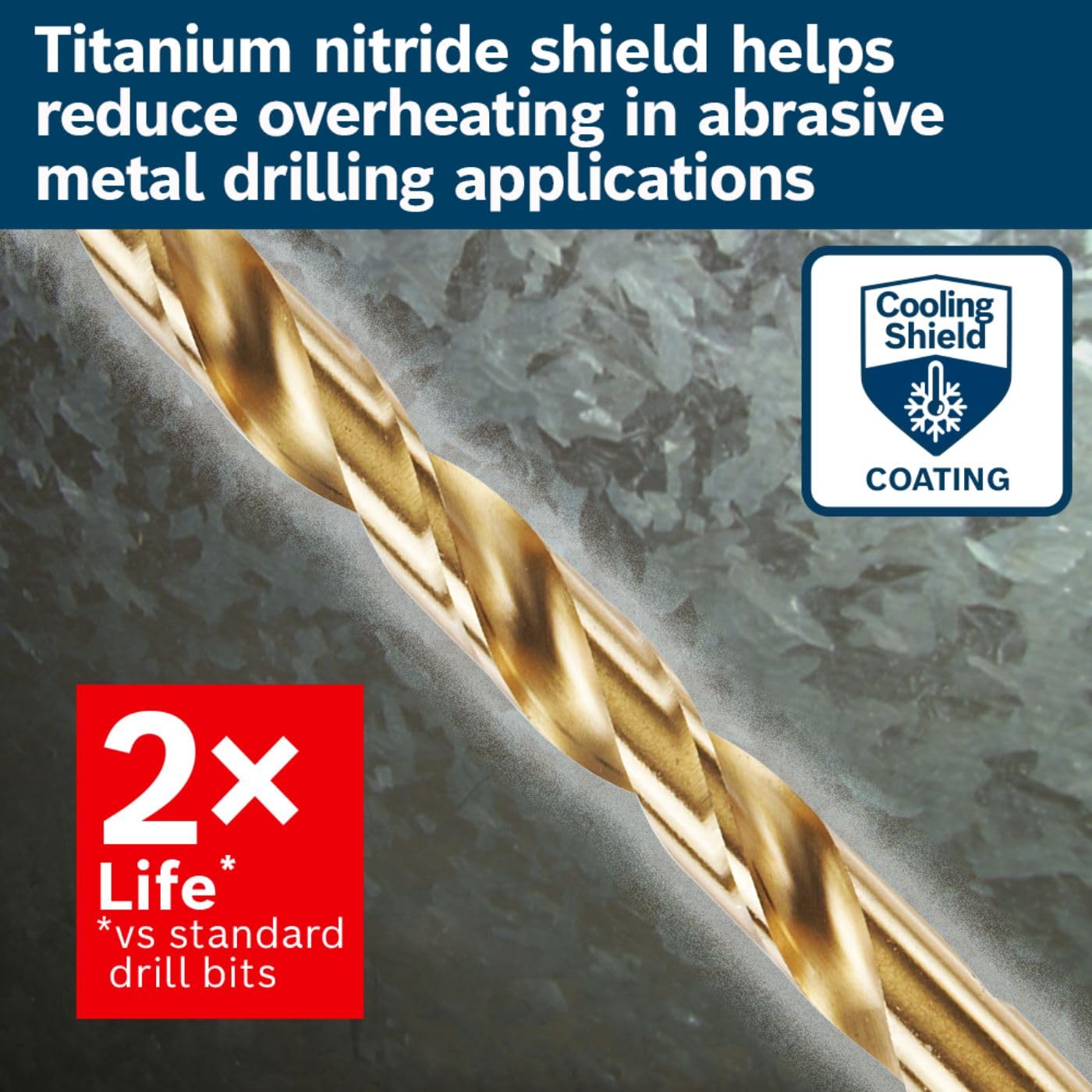 BOSCH TI9IM 9-Piece Assorted Set Titanium Nitride Coated Metal Drill Bits with Included Case Impact Tough with Impact-Rated Hex Shank Ideal for Heavy-Gauge Carbon Steels, Light Gauge Metal, Hardwood