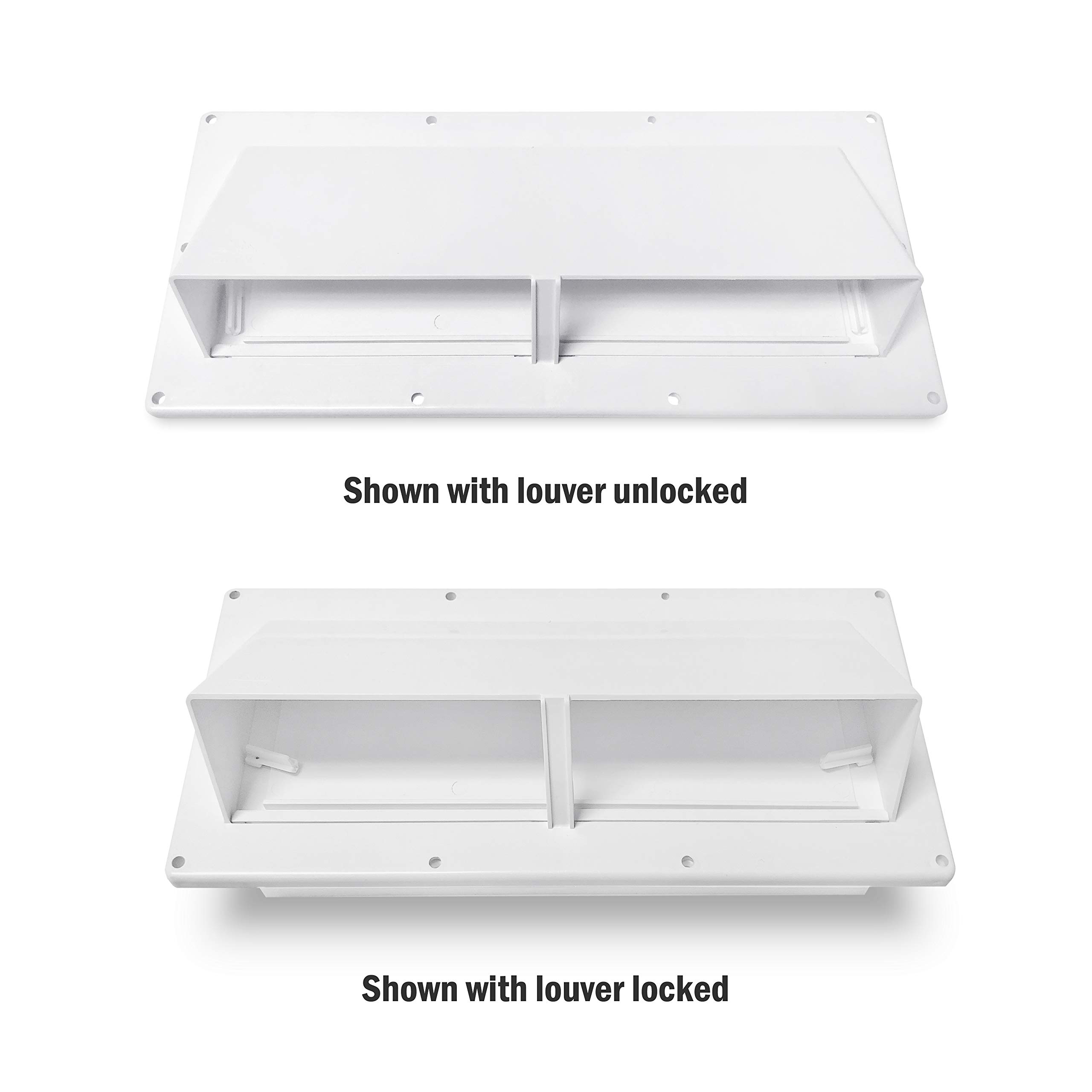 Camp'N RV Exhaust Vent Cover - RV Range Hood Vent/RV Range Hood Cover/Sidewall Vent w/Locking Flap (White)