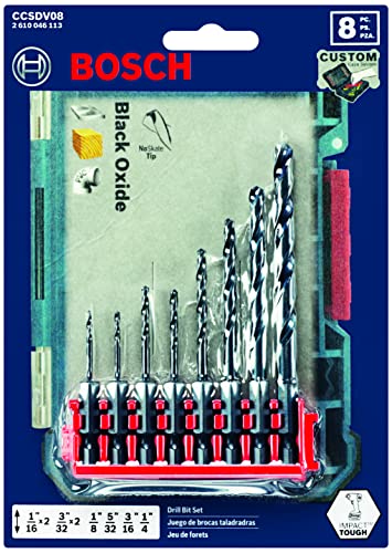 Bosch CCSDV08 Impact Tough Black Oxide Drill Bits with Clip for Custom Case System