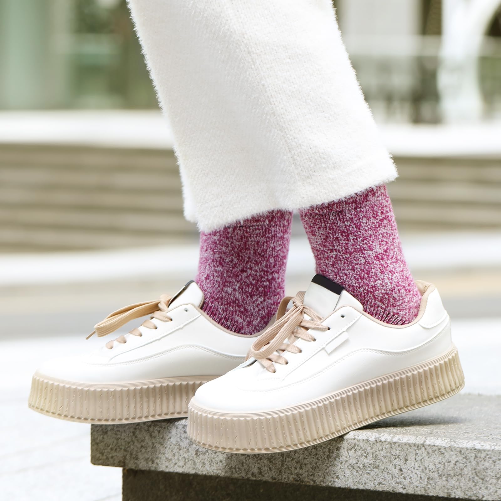coclothy 5 Pairs Wool Socks for Women - Womens Wool Socks Winter Socks Warm Thick Knit Wool Soft Vintage Casual Crew Socks