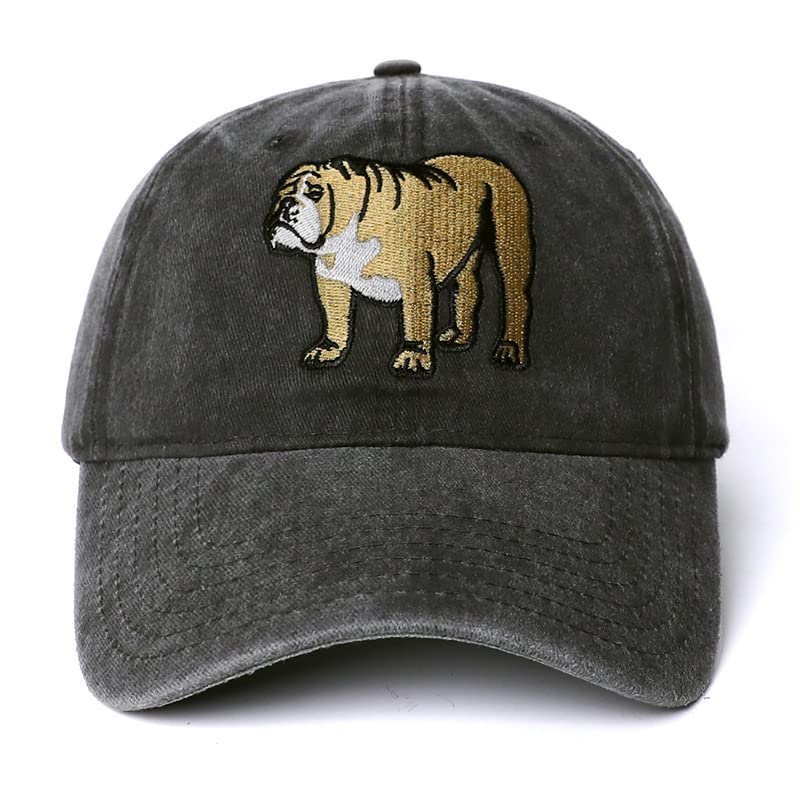 Bulldog Hat Dog Lover Gift Cute Dog Dad & Dog Mom Cap Adjustable Baseball Hat Vintage Washed Embroidered Baseball Dad Cap