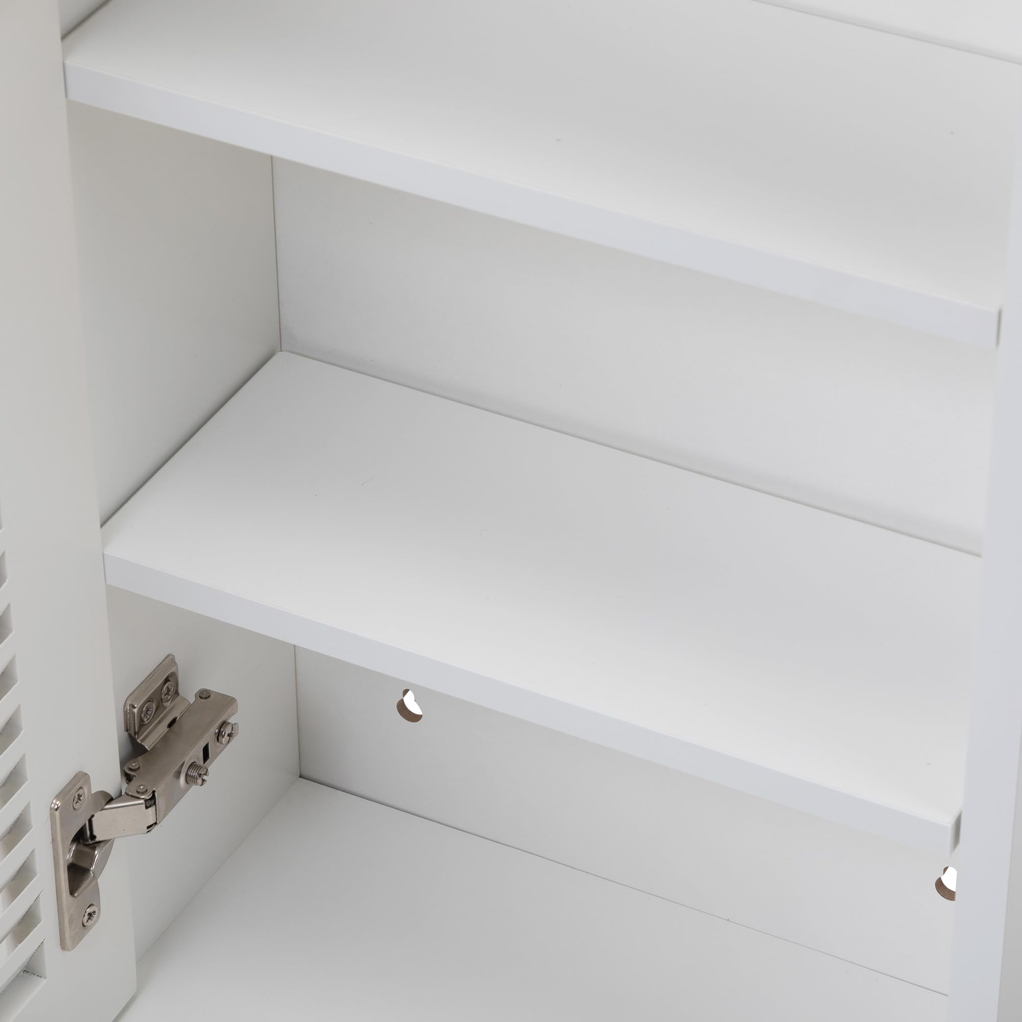 JAXPETY Bathroom Wall Cabinet 3-Tier Storage Organizer with Single Louvered Door,Wooden Medicine Cabinets with Adjustable Shelf for Bathroom&Living Room,White