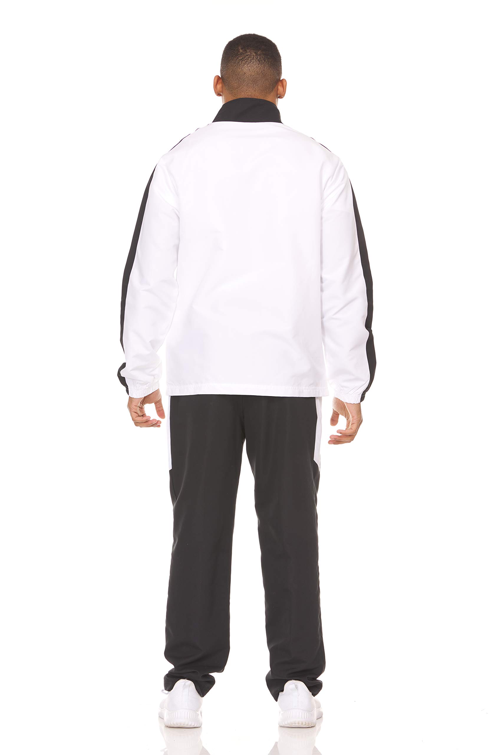 Spalding Mens Performance Woven Tracksuit Set - 2 Piece Set with Full Zip Jacket and Pants, Black/White, L