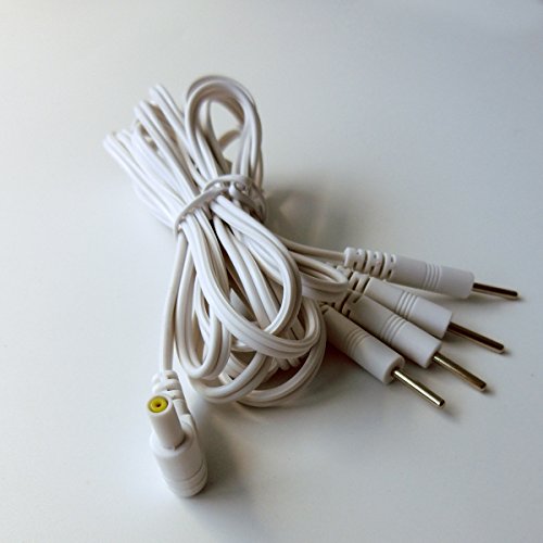 ELYSAID 2Pcs/Pack 4 in 1 Replacement Electrode Lead Wires Connect Cables DC Head 2.35mm Pin 2mm for TENS 7000 & TENS Machines