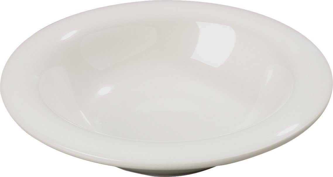 Carlisle FoodService Products Sierrus Reusable Plastic Bowl with Rim for Buffets, Restaurants, and Home, Melamine, 8 Ounces, Bone, (Pack of 48)