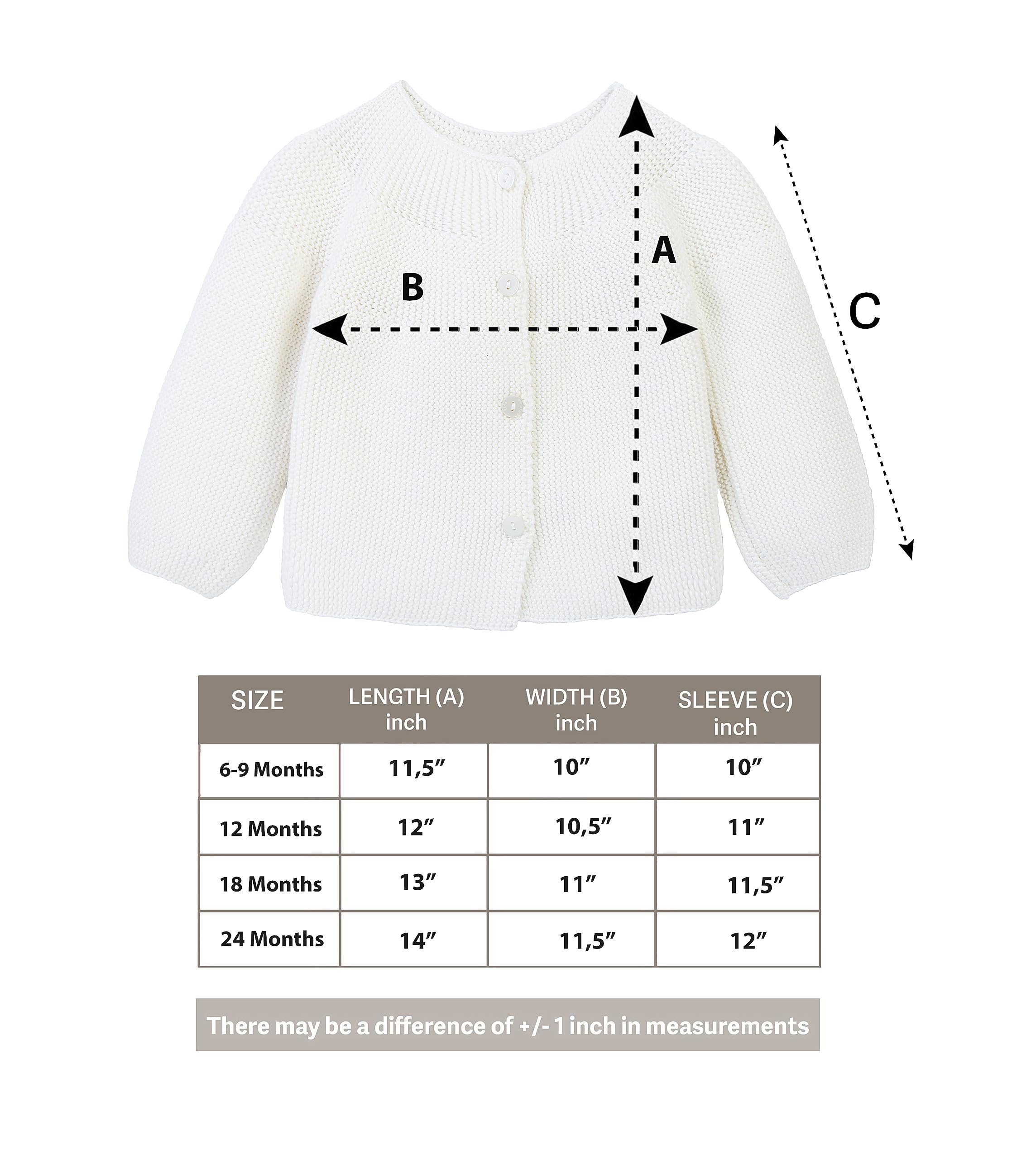 Lilax Baby Girl Knit Sweater Long Sleeve Cardigan (6-9 Months, White)