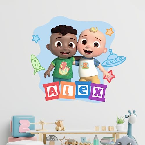 Multiple Font Custom Name JJ and Cody CoComelon Kids Wall Decal - EGD X CoComelon Series - Prime Collection - Wall Decal for Room Decorations - Mural Wall Decal Sticker (EGDCOCO004)