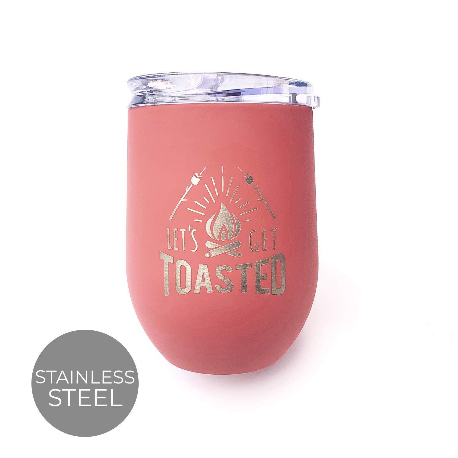 Campfire Metal Wine Tumbler / 12 oz. Let’s Get Toasted Camping Glass/Funny Portable Camping Gift