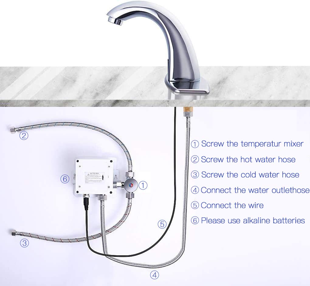 Charmingwater Touchless Bathroom Sink Faucet, Hands Free Automatic Sensor Faucet with Hole Cover Plate, Chrome