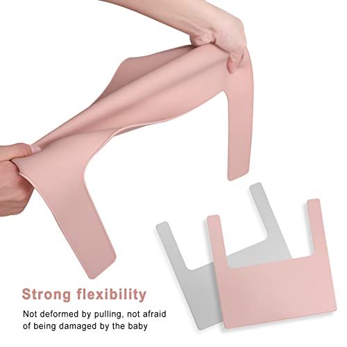 High Chair Placemat, Durable High Chair Placemat Silicone, 2-Piece Set, Can Be Used Interchangeably, Suitable for IKEA Antilop Highchai, for Toddlers and Babies (Pink/Grey)