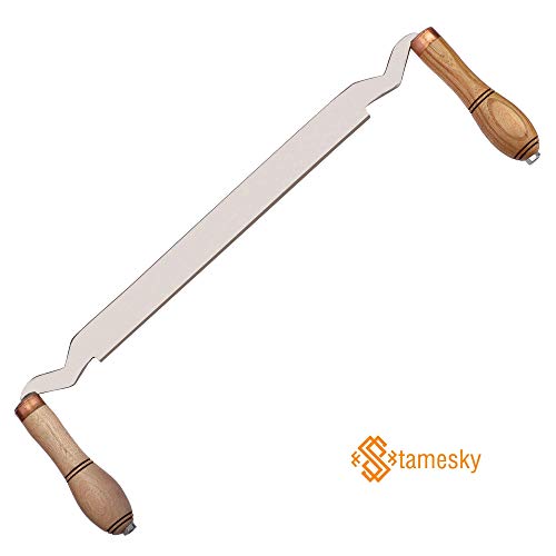 Draw-Knife. Straight Draw Shave with High Carbon Steel Blade. Hight Quality Wooden Handles - STAMESKY (9' INCH WORKABLE Blade)