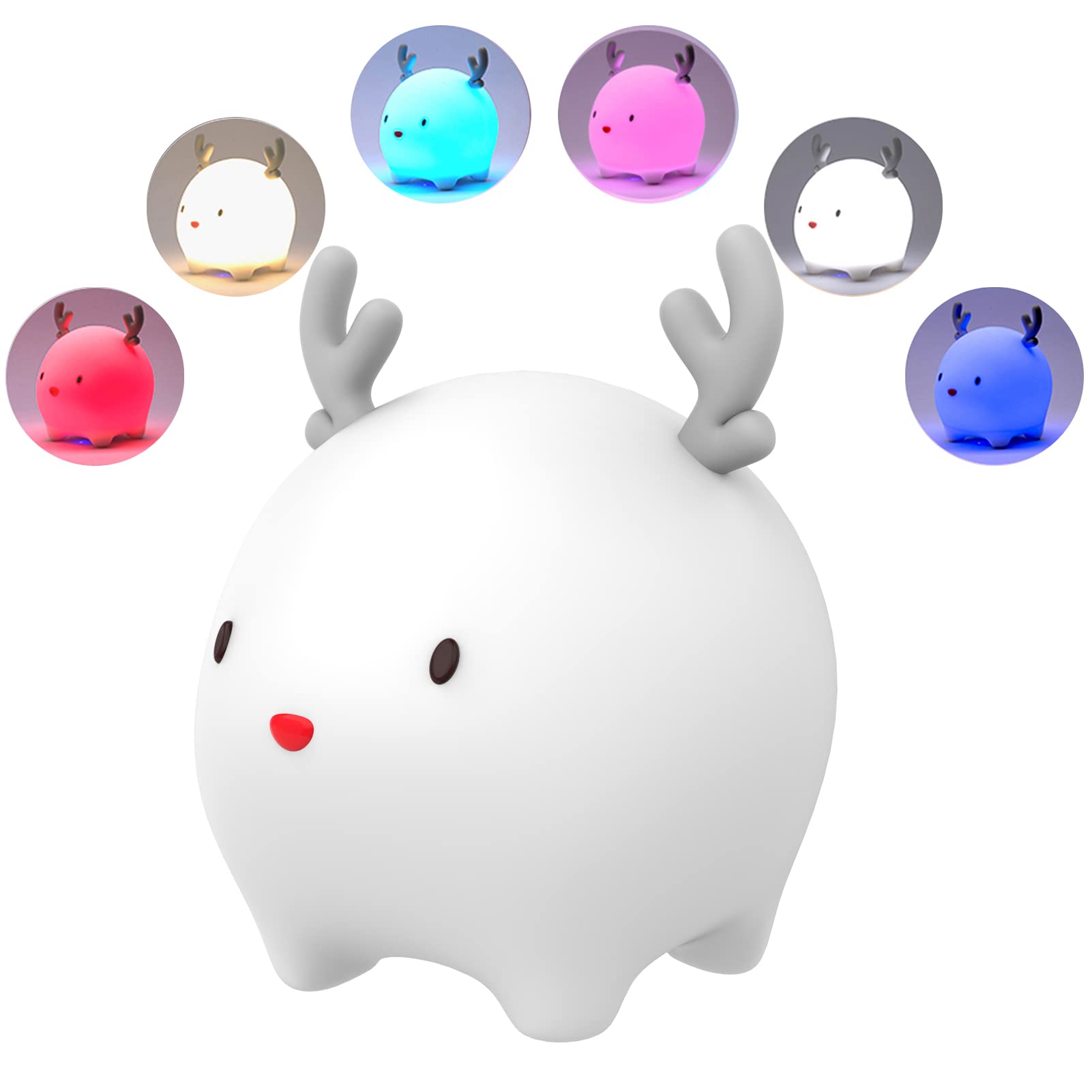 Deer Kids Night Light, Premium Silicone Nightlight for Kids, Cute and Dimmable Silicone Lamp for Soothing Bedtime Ambiance