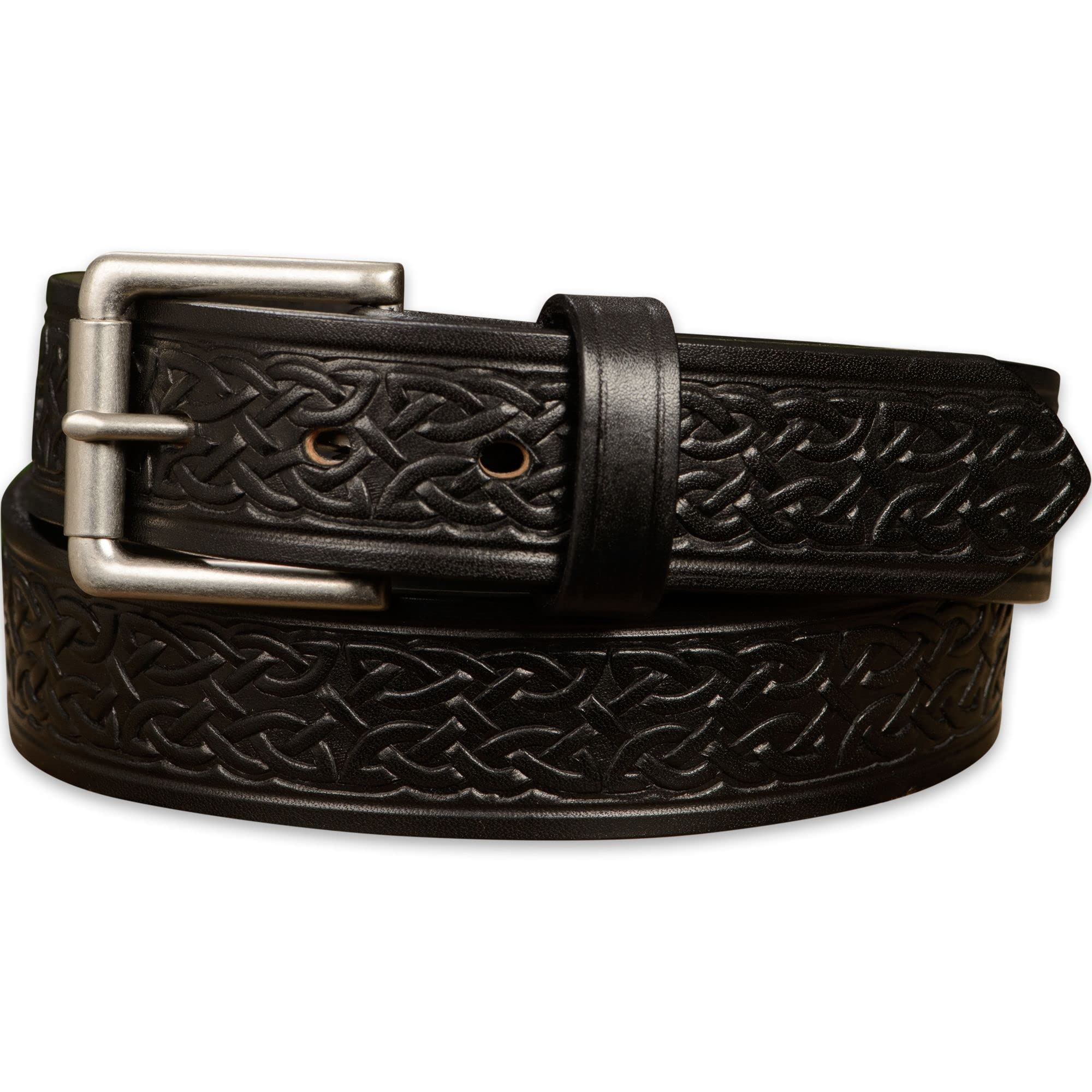 Bullhide Belts Mens Leather Belt for Work, Casual, Dress 1.50" Wide, Black, 38"
