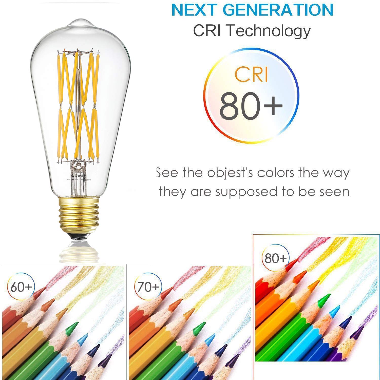 Leools Filament LED Edison Bulb 15W Dimmable 2700K Warm White 1300LM, 120W Incandescent Equivalent E26 Base, ST64 Vintage LED Filament Bulbs, 360 Degrees Beam Angle, Pack of 2