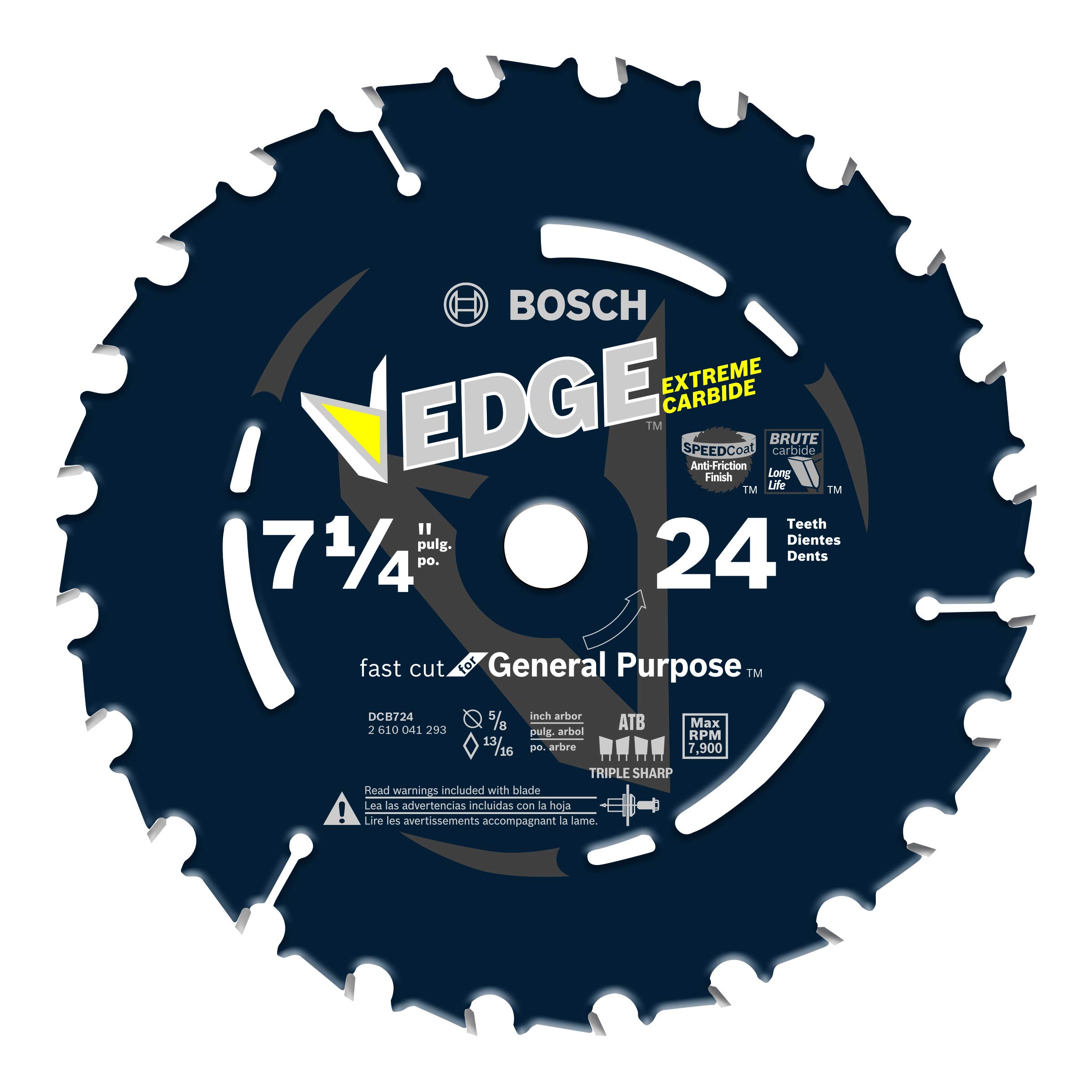 BOSCH DCB724 7-1/4 In. 24 Tooth Edge Circular Saw Blade Brute Carbide for Applications in Framing
