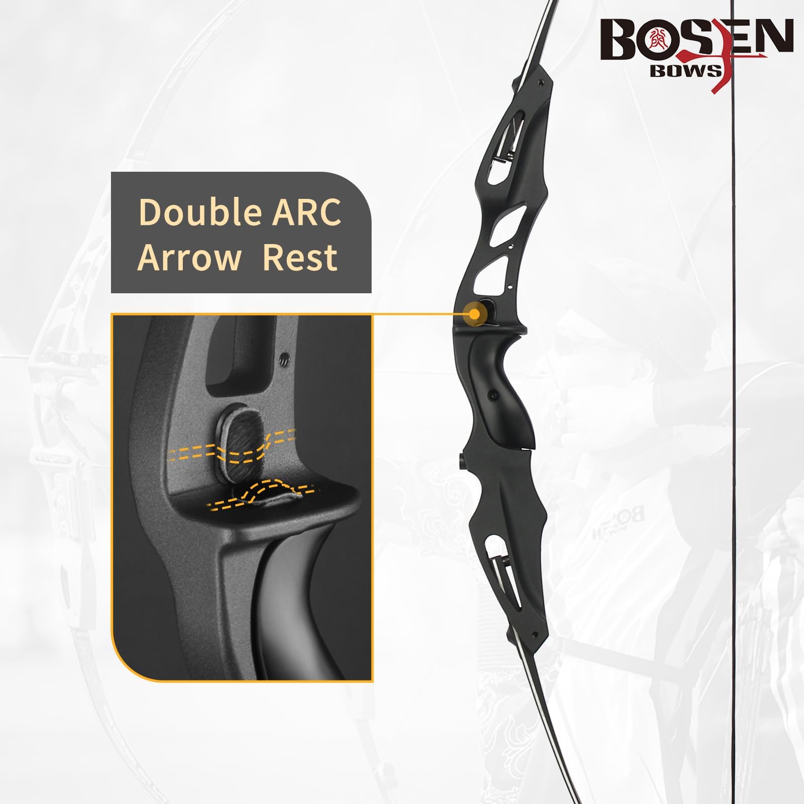 BOSEN BOWS Foam core ILF Limbs Recurve Bow Takedown RightHand Riser Tatget & Hunting Bow 20-55LBS (30)