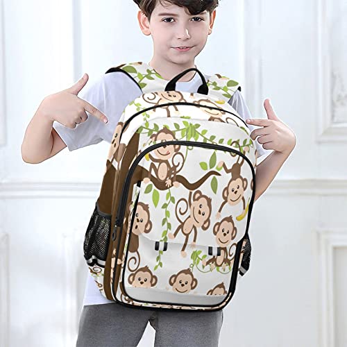 Glaphy Cute Monkey Backpack School Bag Lightweight Laptop Backpack Student Travel Daypack with Reflective Stripes