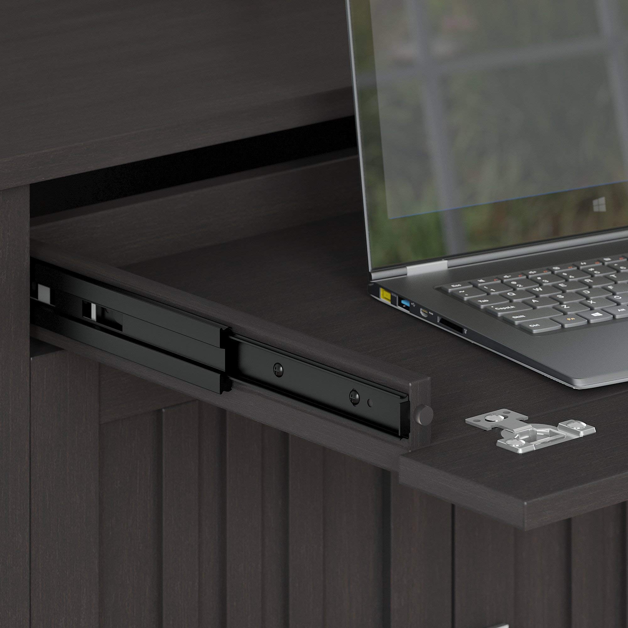 Bush Furniture Salinas Secretary Desk with Keyboard Tray and Storage Cabinet in Vintage Black