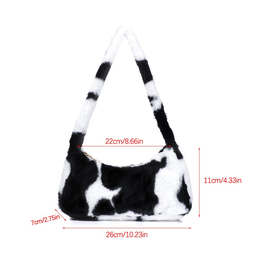 Cofordos Women Cute Soft Plush Leopard Print Clutch Handbag Shoulder Bag Crossbody Purse(leopard)