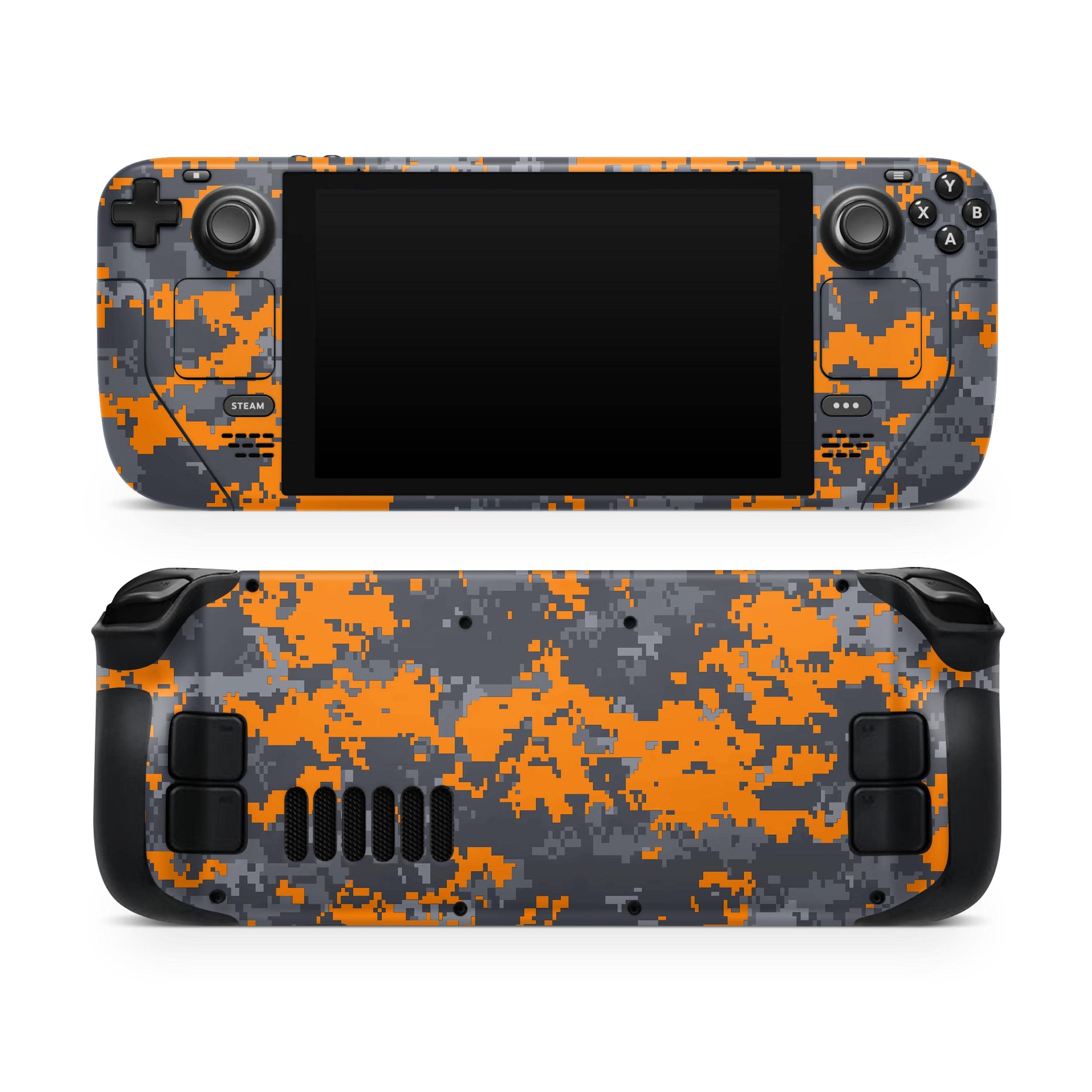 Design Skinz - Compatible with Steam Deck - Skin Decal Protective Scratch-Resistant Removable Vinyl Wrap Cover - Bright Orange and Gray Digital Camouflage