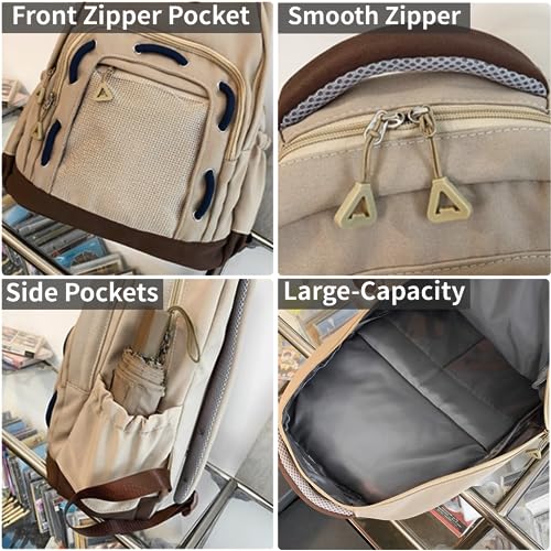 iwhgrmp Kawaii Backpacks Big Capacity Travel Backpack Cute Aesthetic Daypacks Water Resistant Casual Bag (BlueWhite)