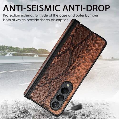 Python Skin Pattern Case for Samsung Galaxy Z Fold 3, Hinged Protection Case Compatible with Wireless Charging, Shockproof Anti-Scratch Protective Cover Case for Samsung Galaxy Z Fold 3(Red)