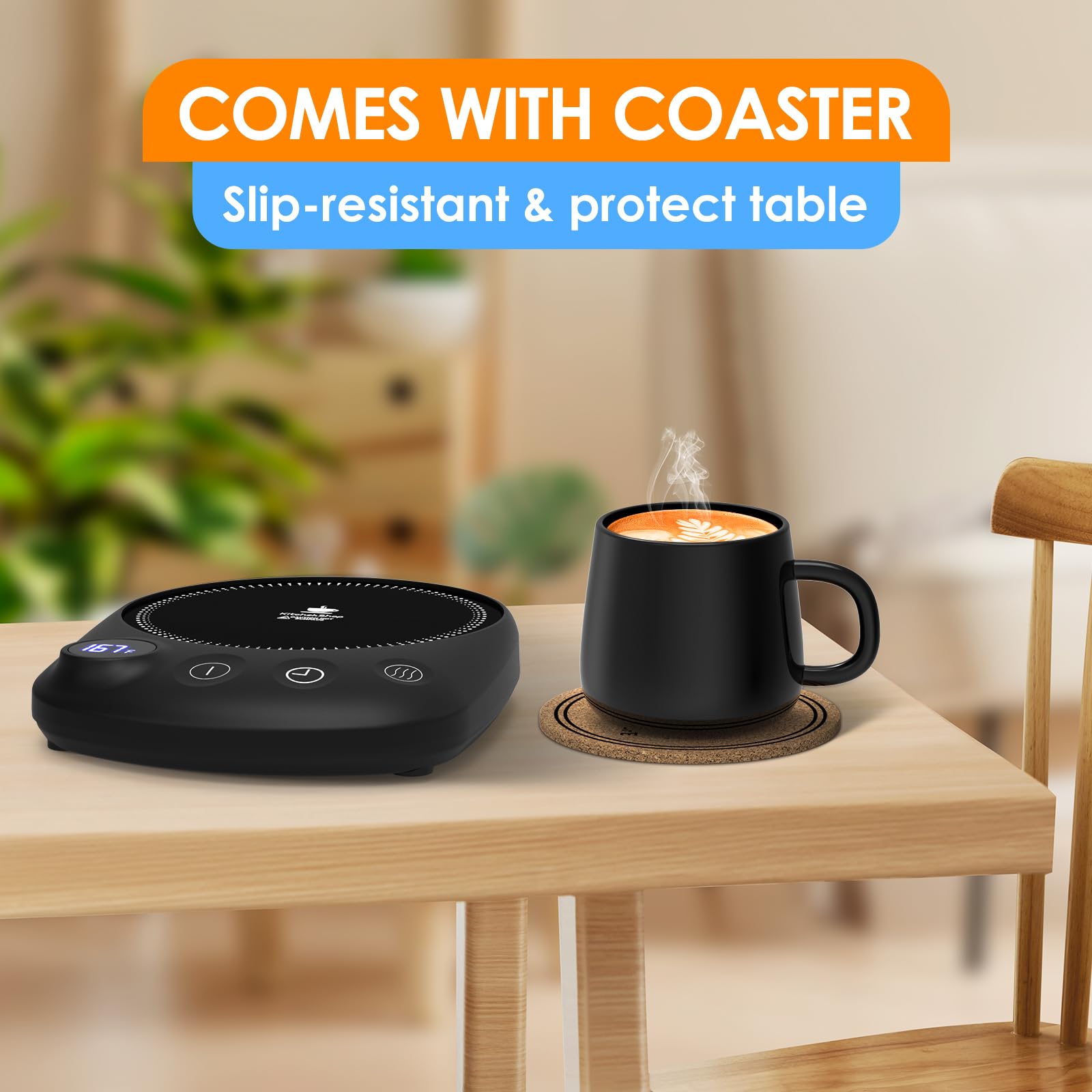Coffee Mug Warmer - Fastest Heating & Highest Temperature, Coffee Cup Warmer for Desk Auto Shut Off, 4 Temp Settings & 1-12H Timer, Smart Electric Beverage Warmer for Coffee, Tea, Water, Milk and Coco