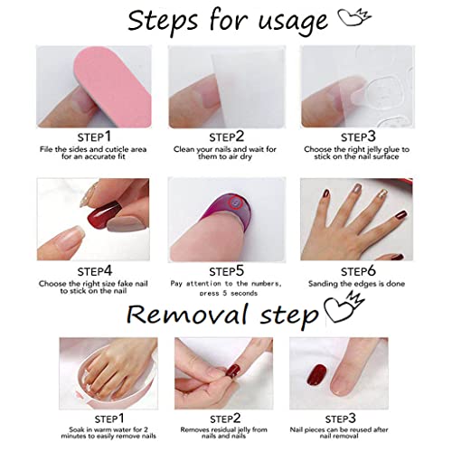 Foccna Comic Press on Nails Medium, Acrylic Fake Nails Square Cartoon False Nails Green,Artificial Nails for Women and Girls- 24 pcs