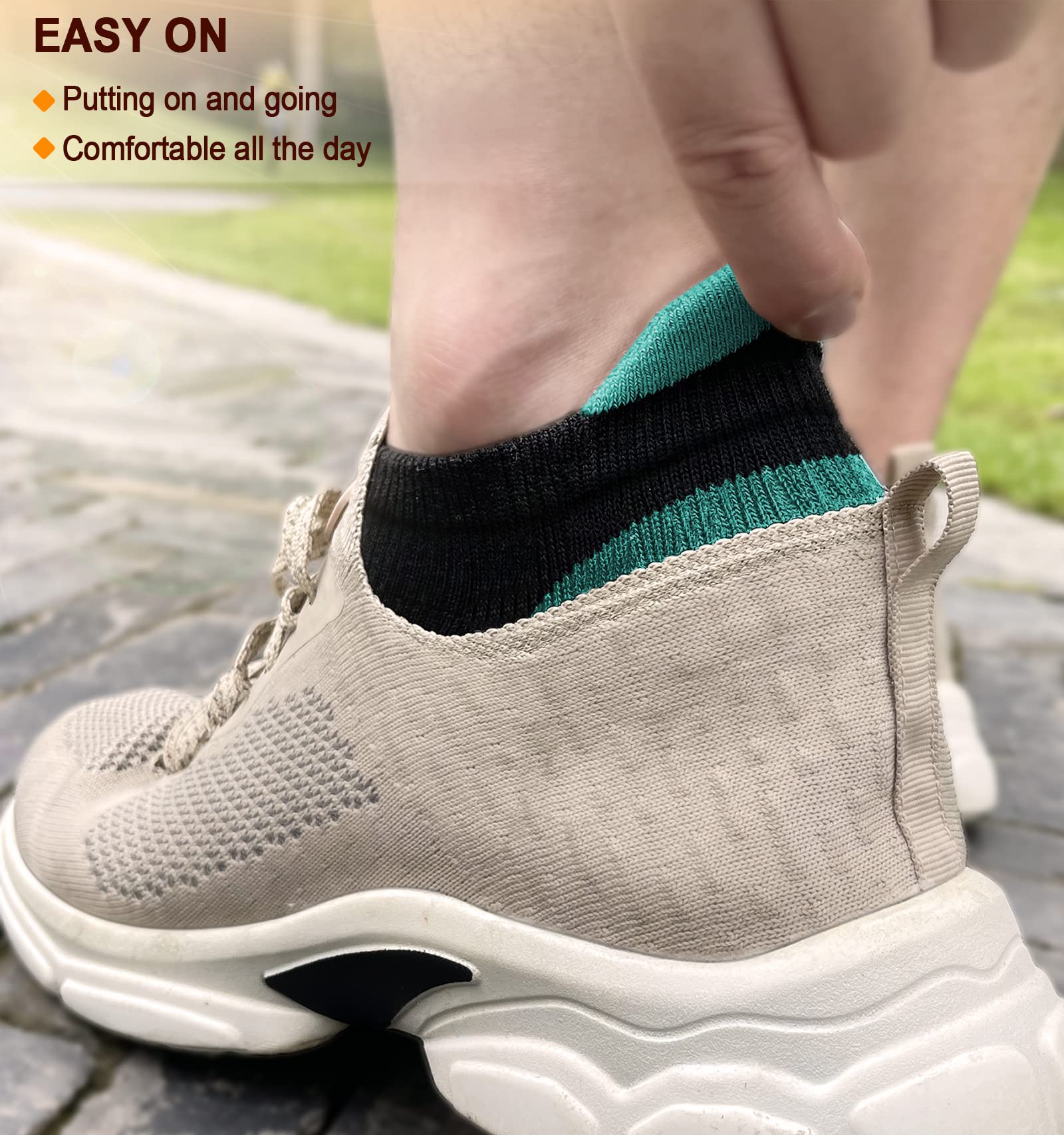 BULLIANT Socks For Women 6Pairs-Womens Athletic Ankle Socks No Show Cushioned for Walking Running-Compression Arch Support(6Pairs,Shoes Size:Women 6-8)