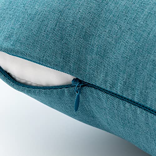 EMEMA Outdoor Waterproof Peacock Blue Pillow Covers 18x18 Inch Rustic Decorative Throw Pillow Covers Cushion Case Square for Patio Sofa Couch Home Bed Farmhouse Car Decor Set of 2