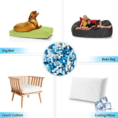 HONEHO 10 LBS Shredded Gel Memory Foam Filling, Comfortable and Soft Bean Bag Chair Filler, Memory Foam Stuffing for Cooling Pillow, Beanbag, Stuffed Animal, Dog Bed, Couch Cushion