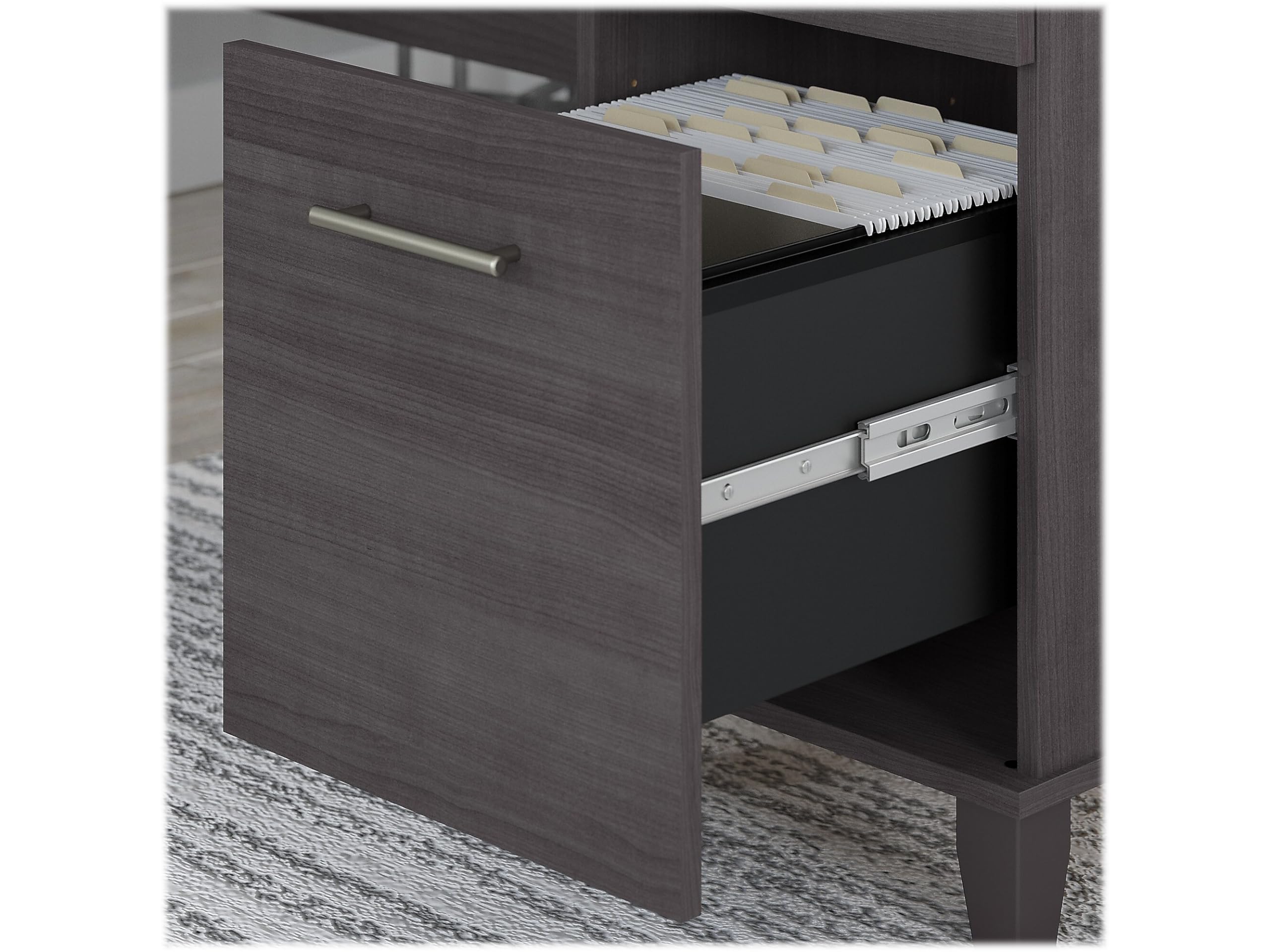Bush SET001SG Somerset 72-Inch W L-Shaped Desk with Hutch, Storm Gray