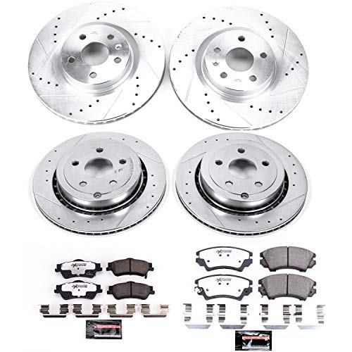 Power Stop K5949-26 Front and Rear Z26 Carbon Fiber Brake Pads with Drilled & Slotted Brake Rotors Kit For Chevrolet Caprice 2011-2017 [Model Specific]