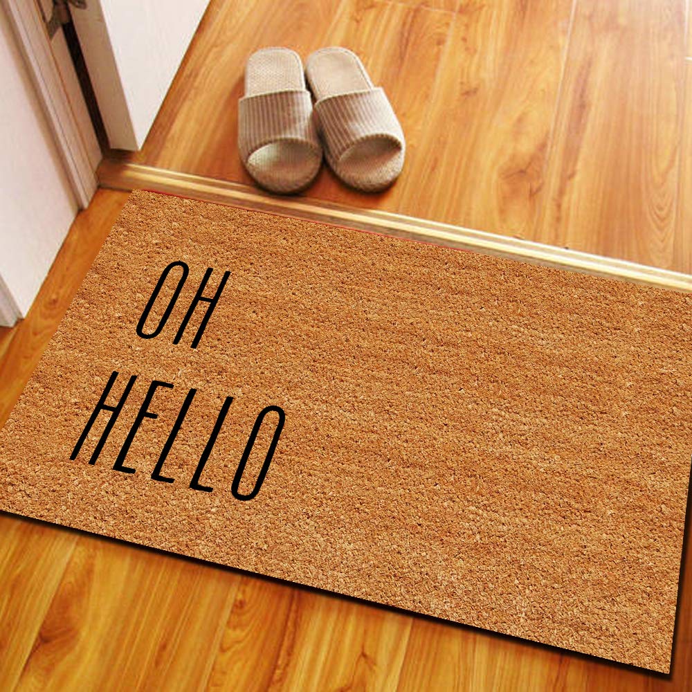 MOMOBO Funny Doormat Custom Indoor Doormat -Oh Hello Funny Front Mats Home and Office Decorative Entry Rug Garden/Kitchen/Bedroom Mat Non-Slip Rubber 23.6 x15.7 Inch