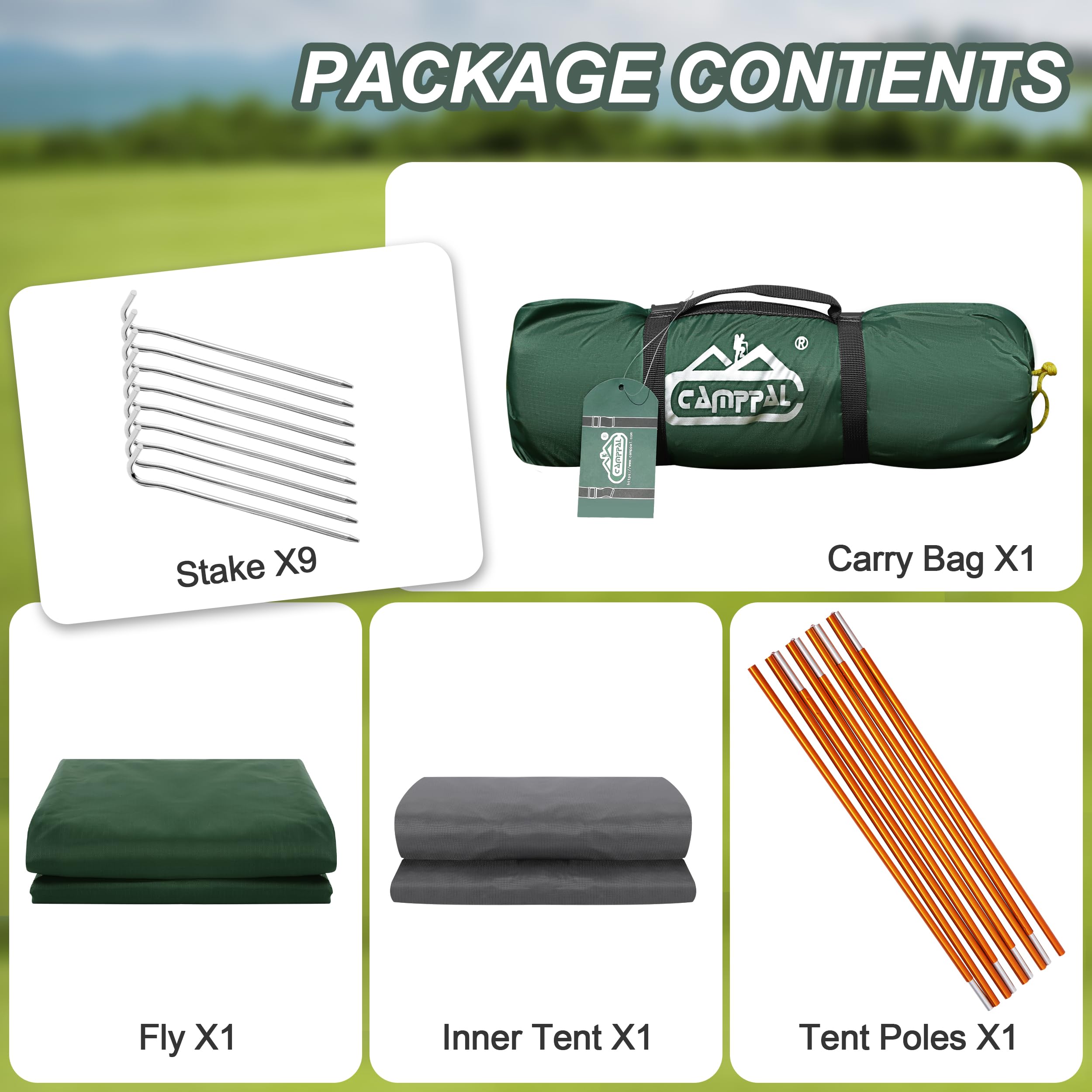 camppal 1 Person Tent for Camping Hiking Mountain Hunting Backpacking Tents 4 Season Resistance to Windproof Rainproof and Waterproof